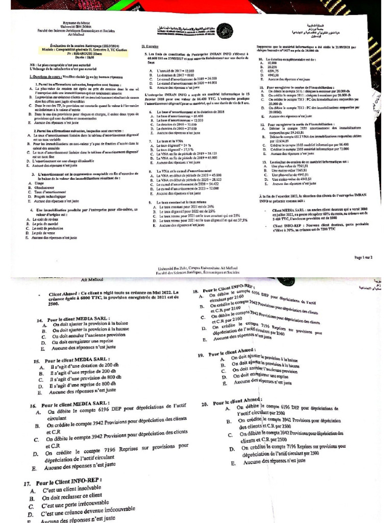 Correc Exam Rat Compta2 2023-2024-1 | PDF