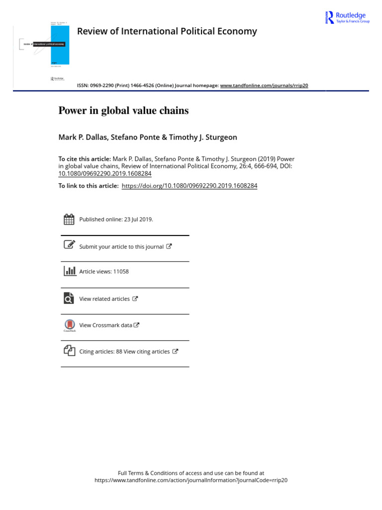 Power in Global Value Chains | PDF | Governance | Supply Chain