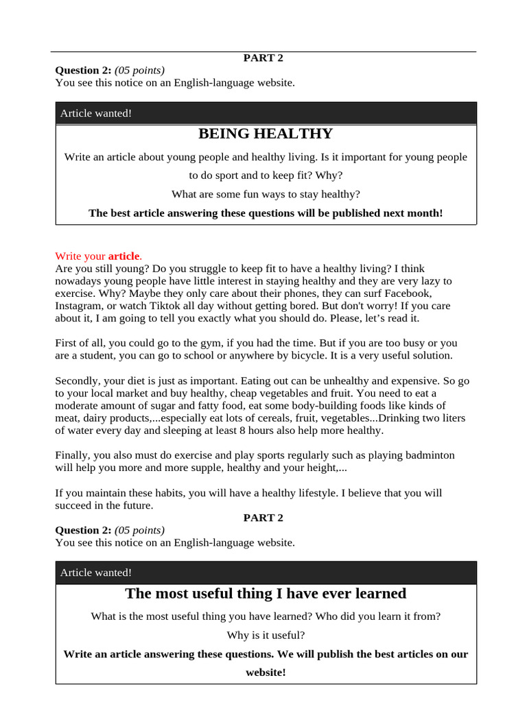 Đề EComp B1 Article Story bonus | PDF