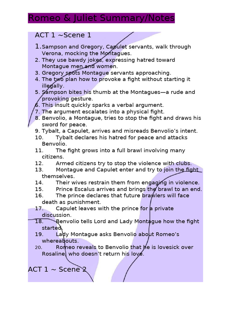 Romeo and Juliet Notes | PDF | Characters In Romeo And Juliet | Romeo ...