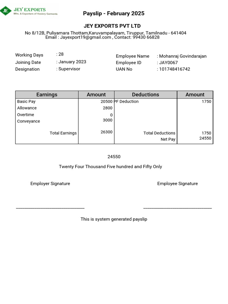 February Payslip - Mohanraj | PDF