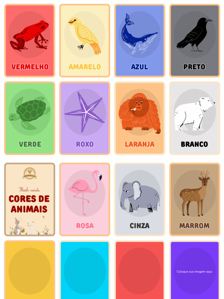 Flash-Cards Cores de Animais (Gratuito) | PDF