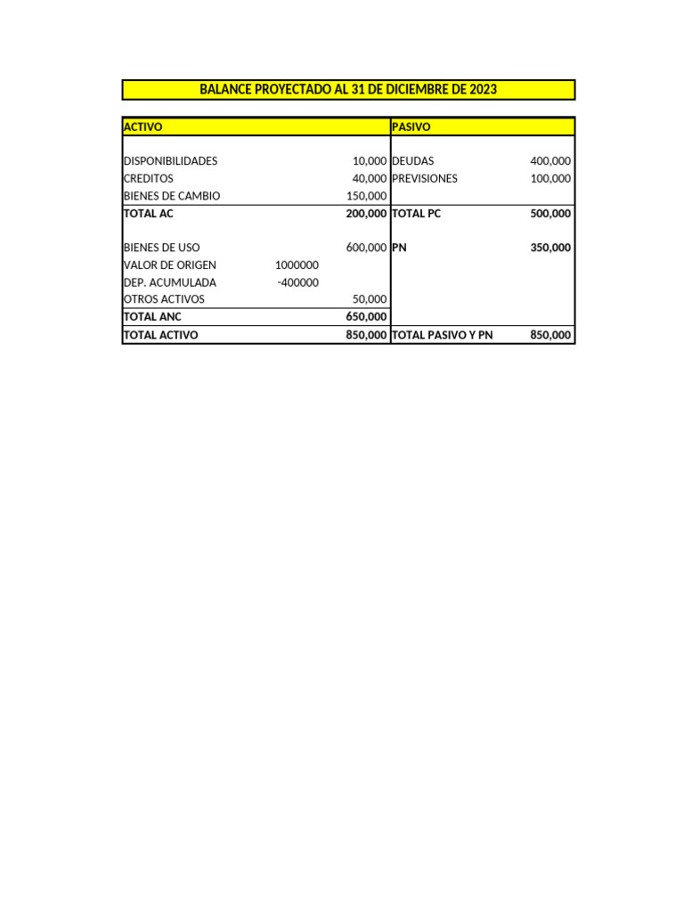 Balance Inicial Proyectado | PDF