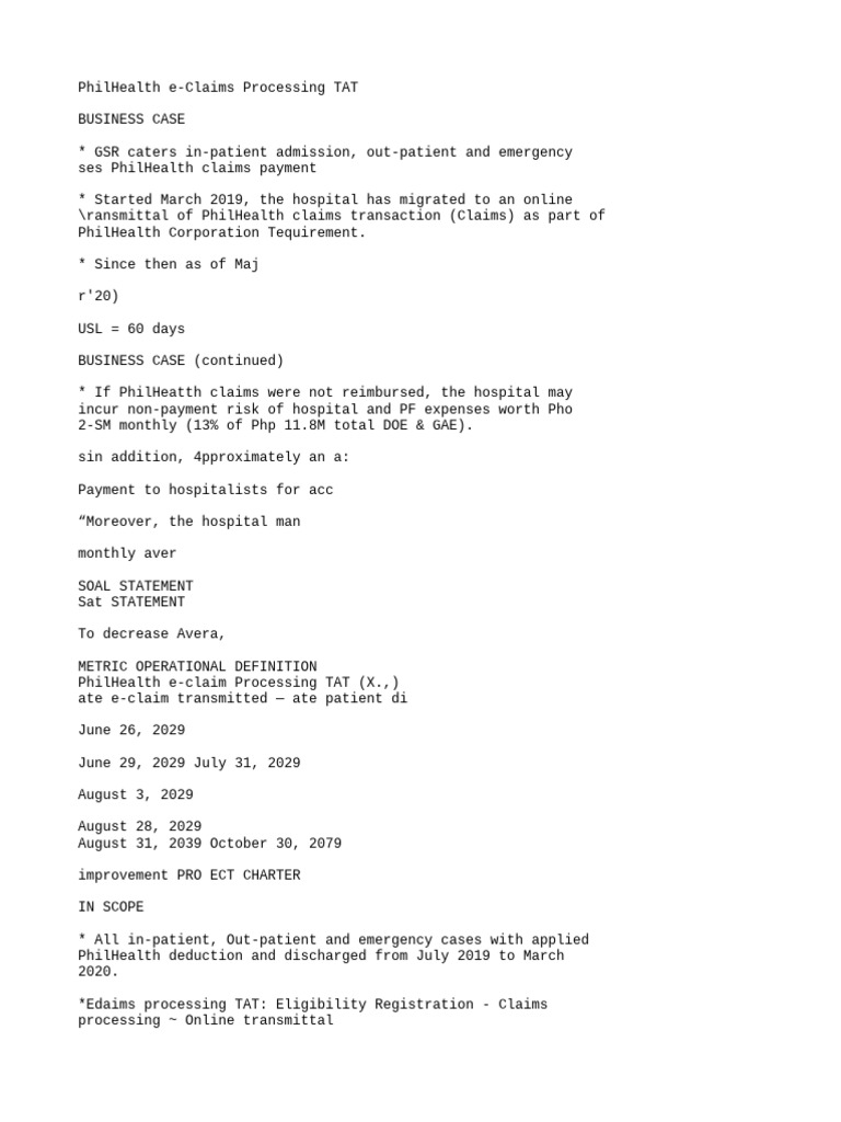 PhilHealth EClaims Project Charter | PDF