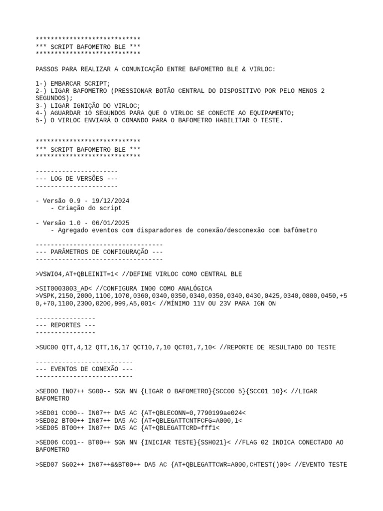 Script de Integração - Etilometro Ble 1.0 | PDF | Informática