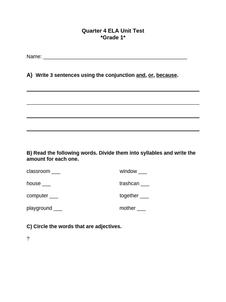 ELA Unit Test Q4 | PDF
