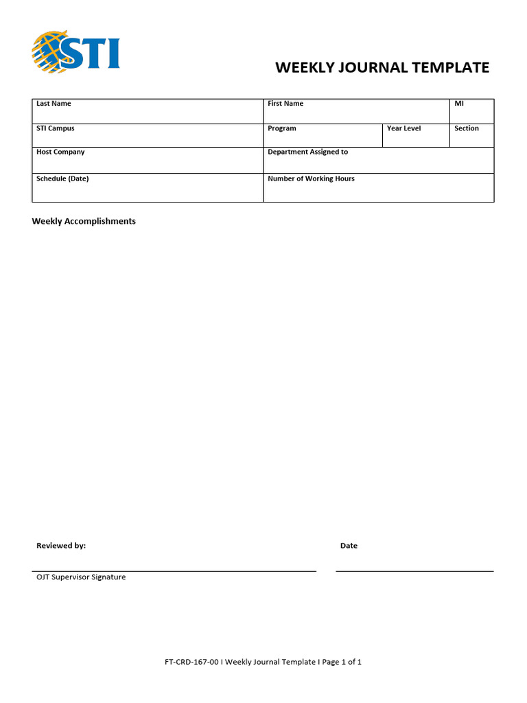 Weekly Journal Template | PDF