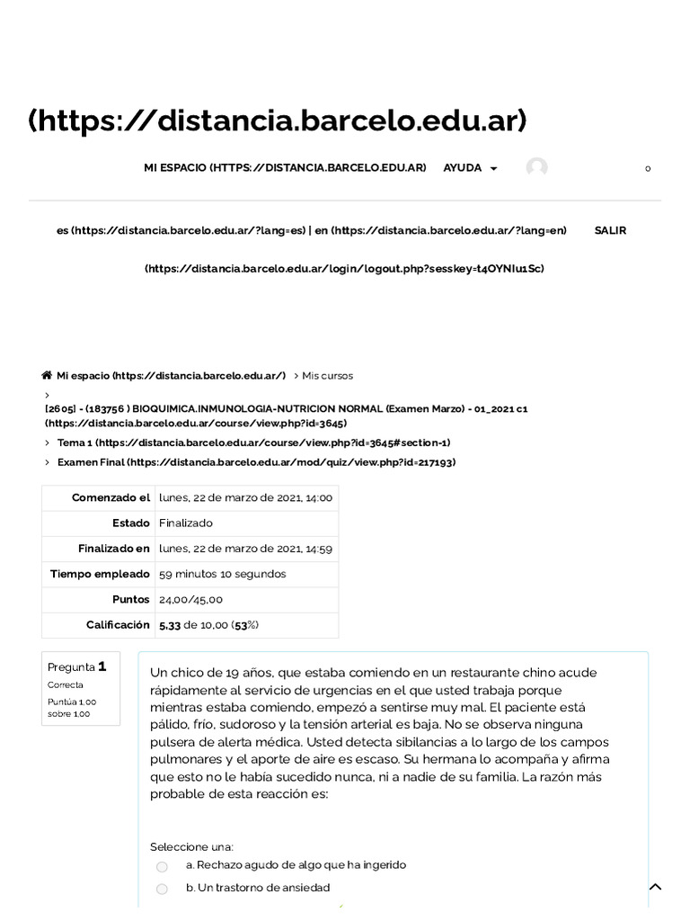 Examen Final BIOQ | PDF | Sistema inmune | Célula T