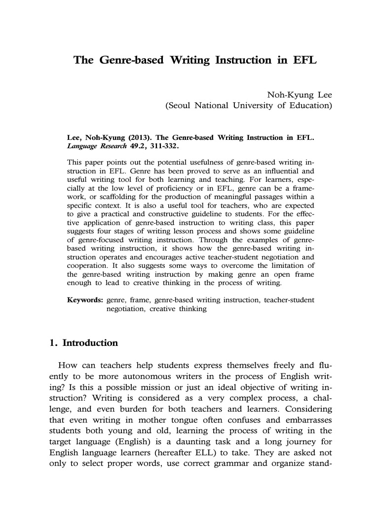 3 - The Genre-Based Writing Instruction in EFL - Text and Examples ...