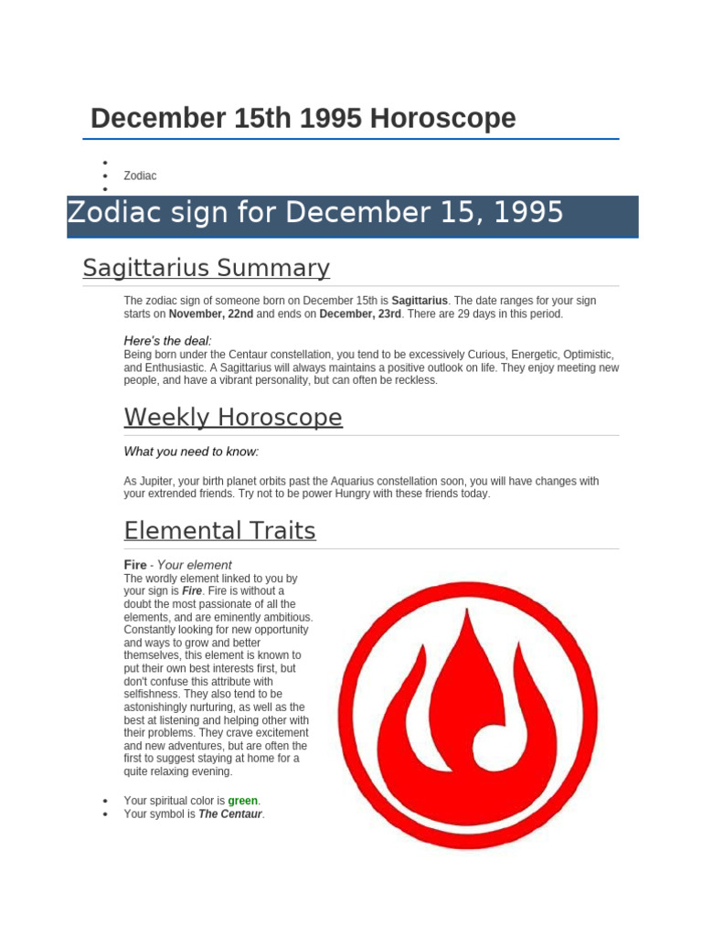 December 15, 1995 Sagittarius Horoscope | PDF | Astrological Sign ...