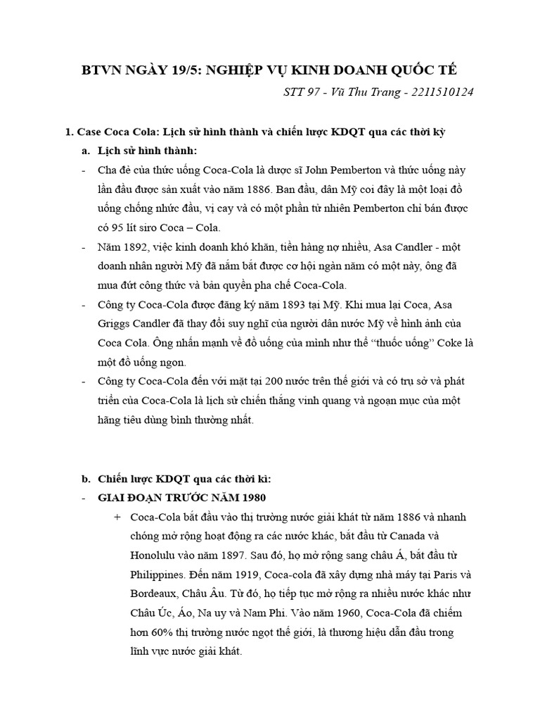 BTVN NGÀY 19 - 5 - NGHIỆP VỤ KINH DOANH QUỐC TẾ | PDF