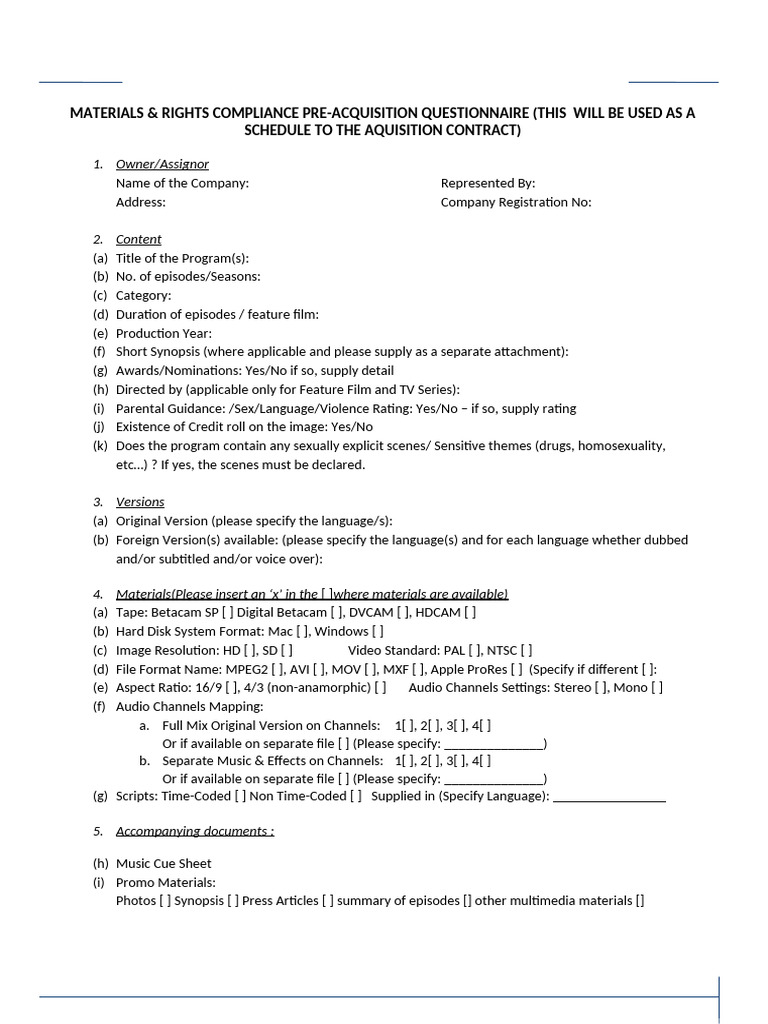 Pre Acquistion Questionnaire2 | PDF | Storage Media | Display Technology