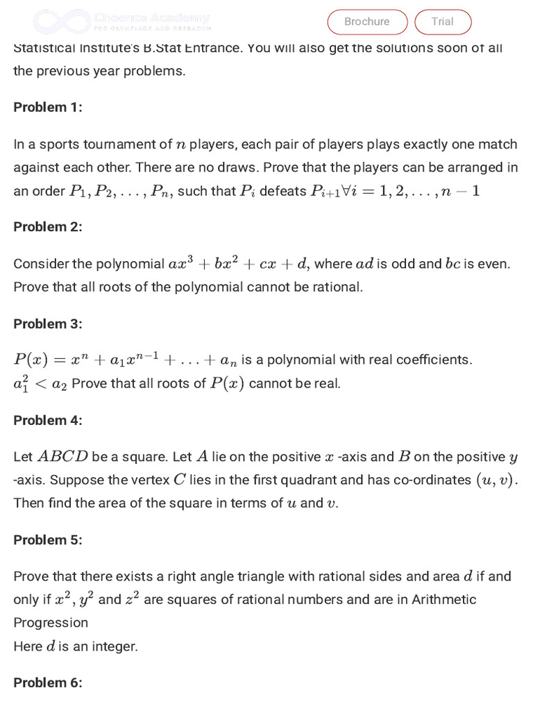 ISI B.Stat, B.Math Paper 2016 Subjective - Problems & Solutions ...
