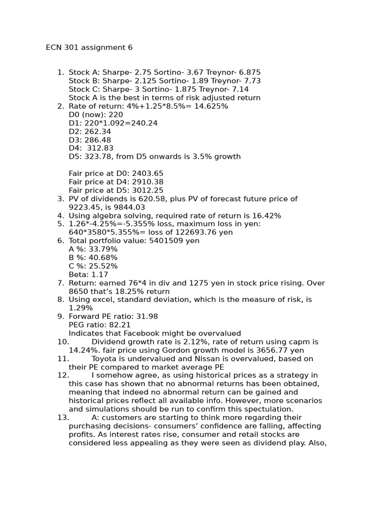 ECN 301 Assignment 6 | PDF