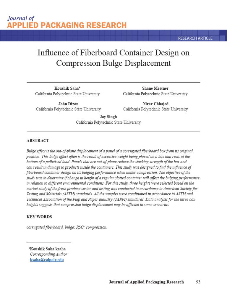Influence of Fiberboard Container Design On Compression Bulge Dis | PDF ...