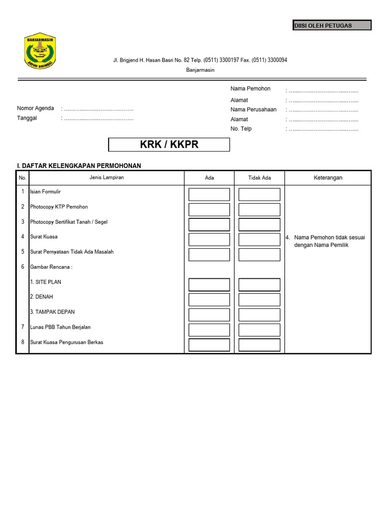 Panduan Permohonan KRK/KKPR Banjarmasin | PDF