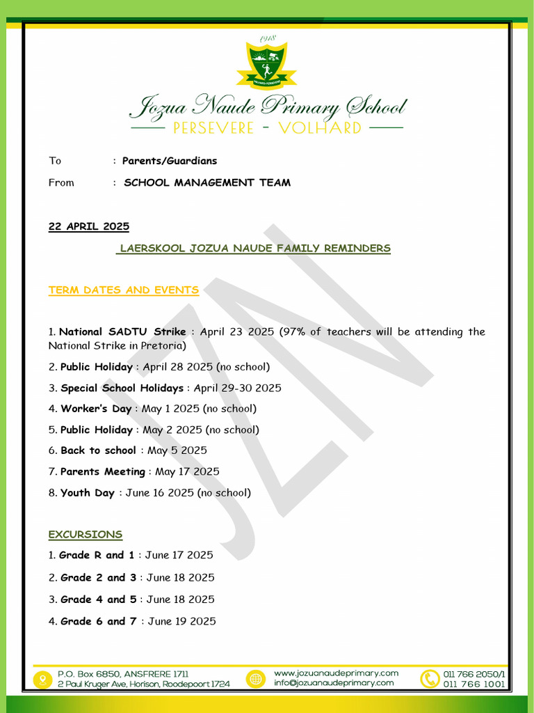 Term 2 Activities Parents Communication 2025 | PDF