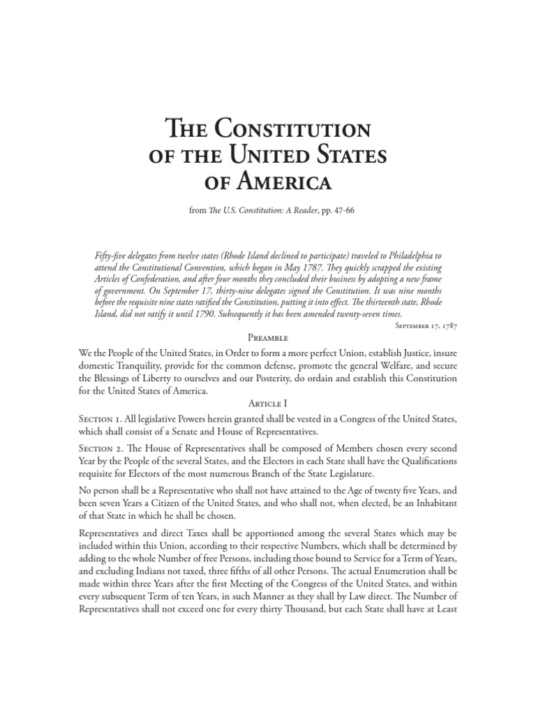 The Constitution of The United States of America: From The U.S ...