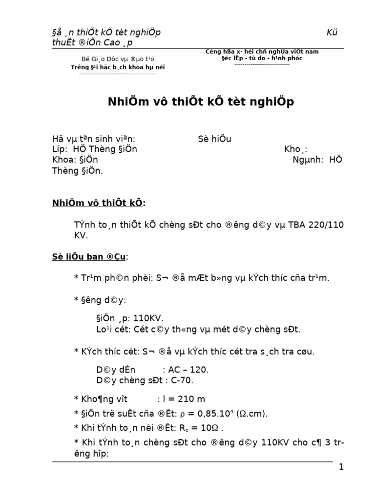 Tinh Toan Thiet Ke Chong Set Cho Duong Day Va Tba 220110 KV ZWcQ9 ...
