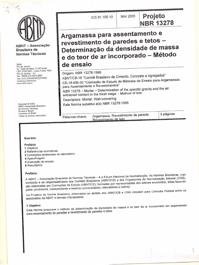 NBR 13278 - 2003 - Argamassa para Assentamento e Revestimento de ...