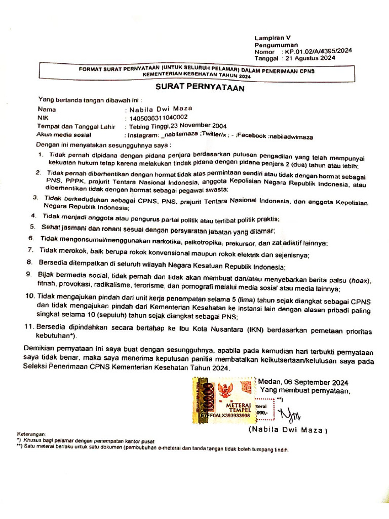 Pernyataan Nabila | PDF