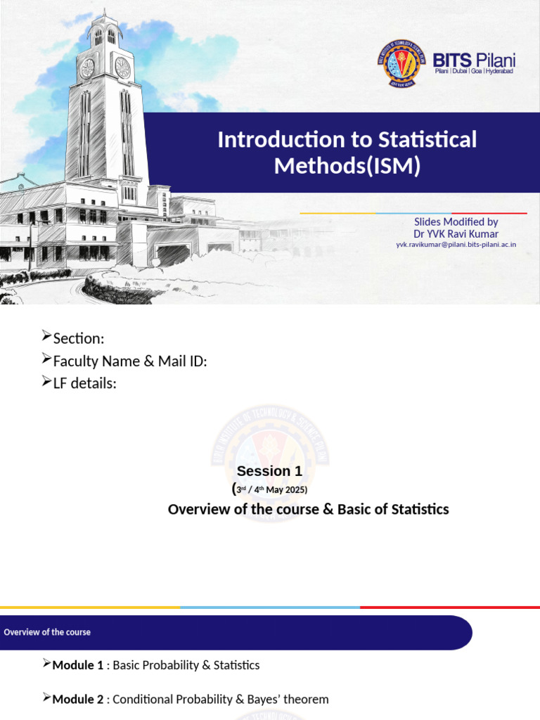 ISM - Session 1 - May 2025 | PDF | Variance | Level Of Measurement