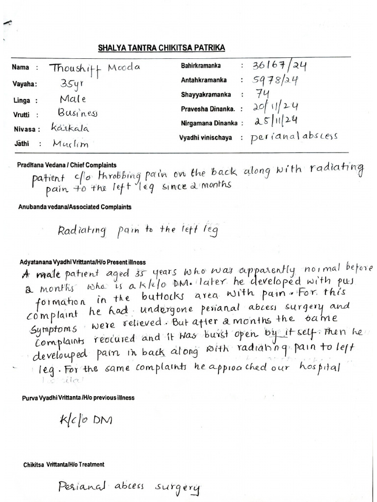Shalya Case Perianal Abscess | PDF