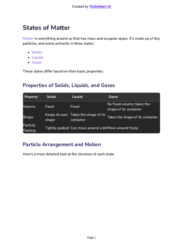 chemistry igsce chapter 1 turbolearn | PDF | Gases | Liquids