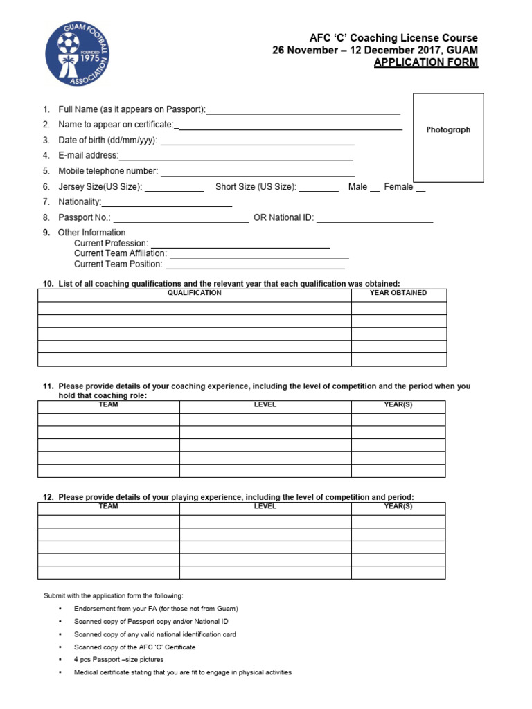GFA Coaching Application Form 2017 | PDF | Legal Liability | Civil Law ...