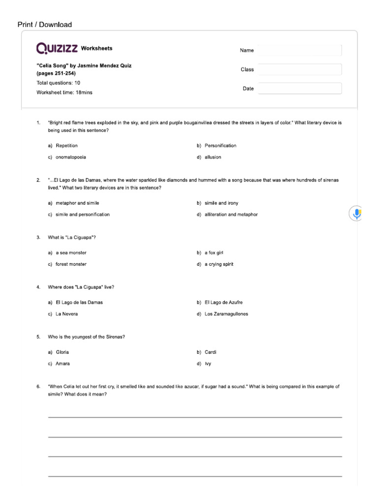 Celia Song Quiz | PDF