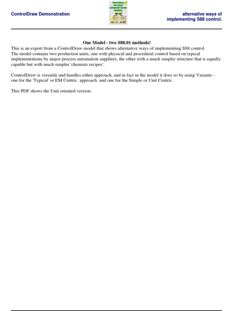 One Model - Two S88.01 Methods!: Controldraw Demonstration Alternative ...