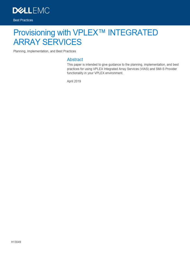 H13049 Provisioning With EMC VPLEX Integrated Array Services WP | PDF | Port (Computer ...