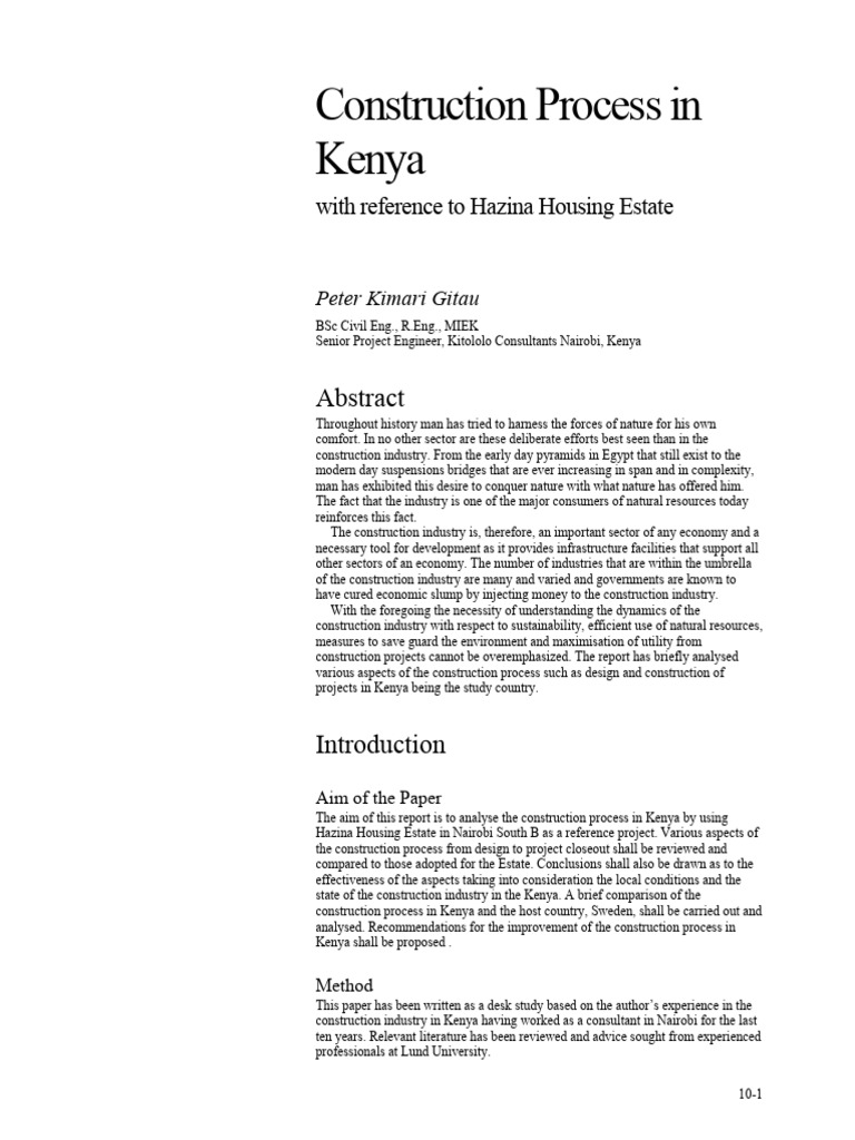 Hazina Estate: Construction Insights | PDF | Kenya | Consultant