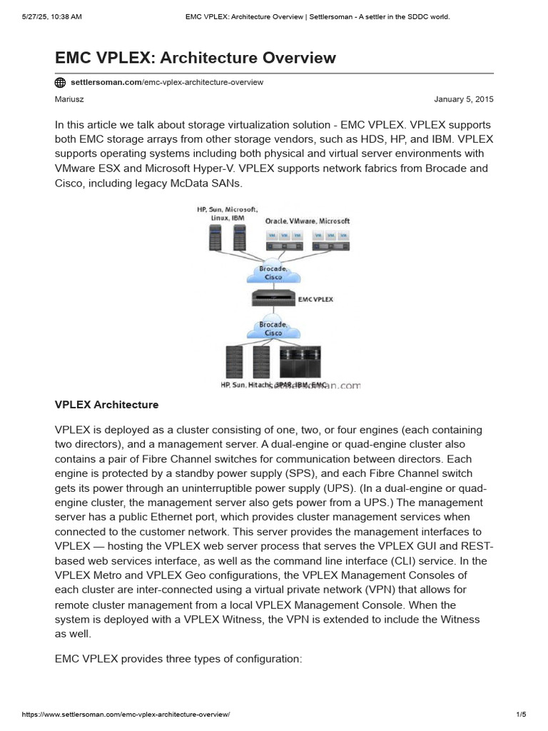 EMC VPLEX - Architecture Overview | PDF | Computer Data Storage | Cache (Computing)