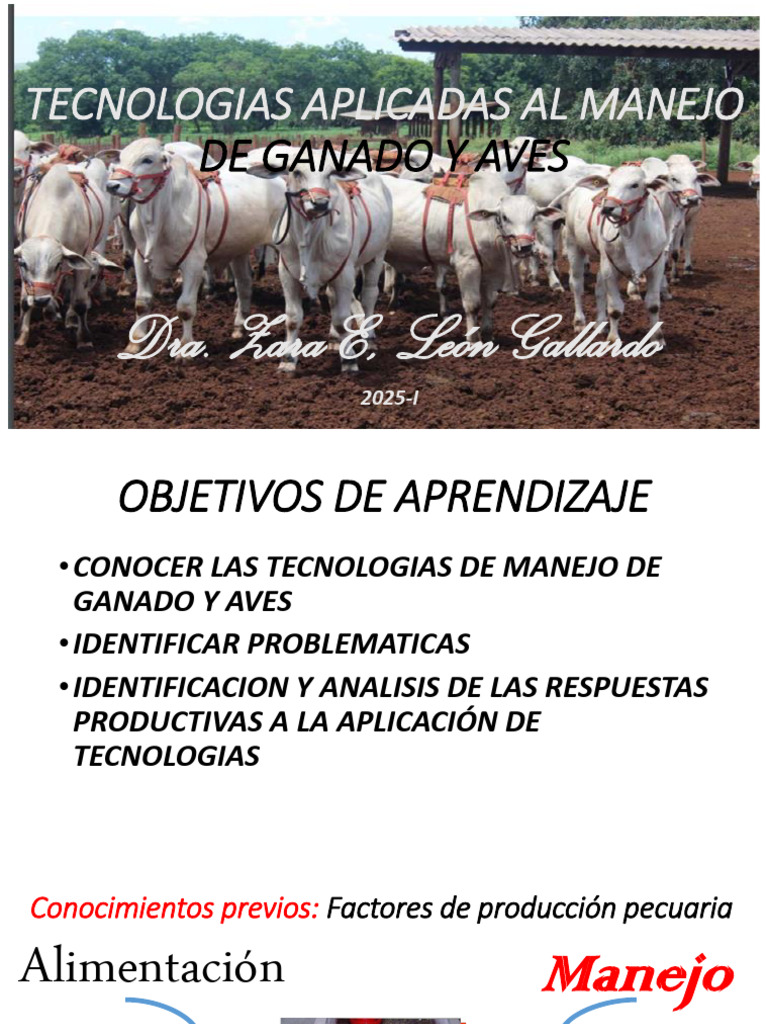 Tecnologias Aplicadas Al Manejo de Ganado Zootec I - 2025-I | PDF ...