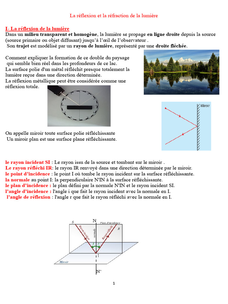Réflexion et Réfraction de la Lumière | PDF | Réfraction | Électrodynamique
