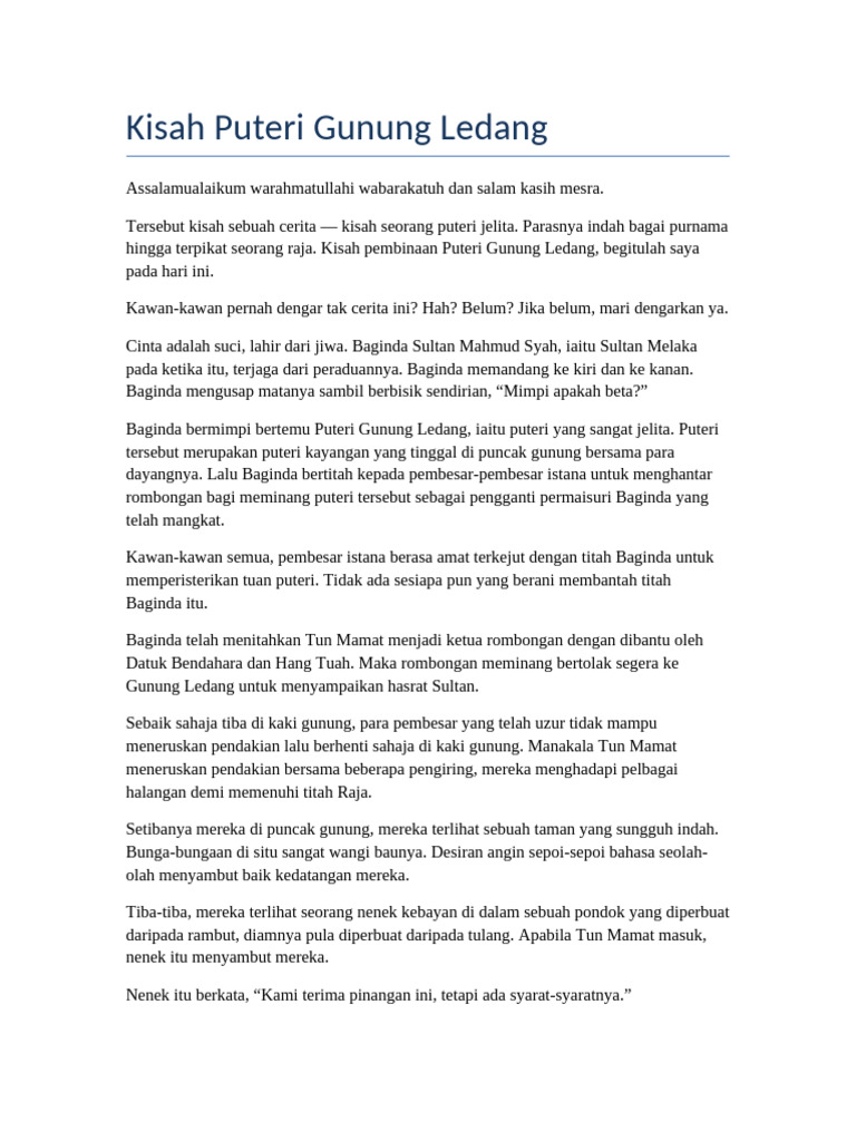 Kisah Puteri Gunung Ledang | PDF