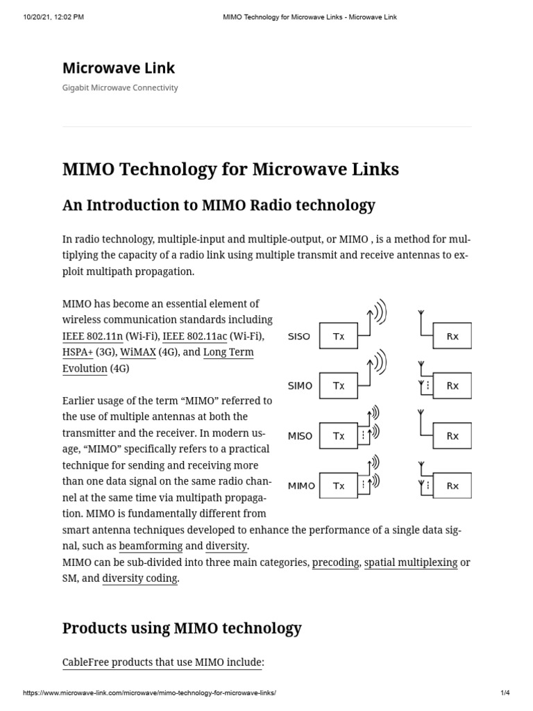 MIMO Technology for Gigabit Links | PDF | Mimo | Data Transmission