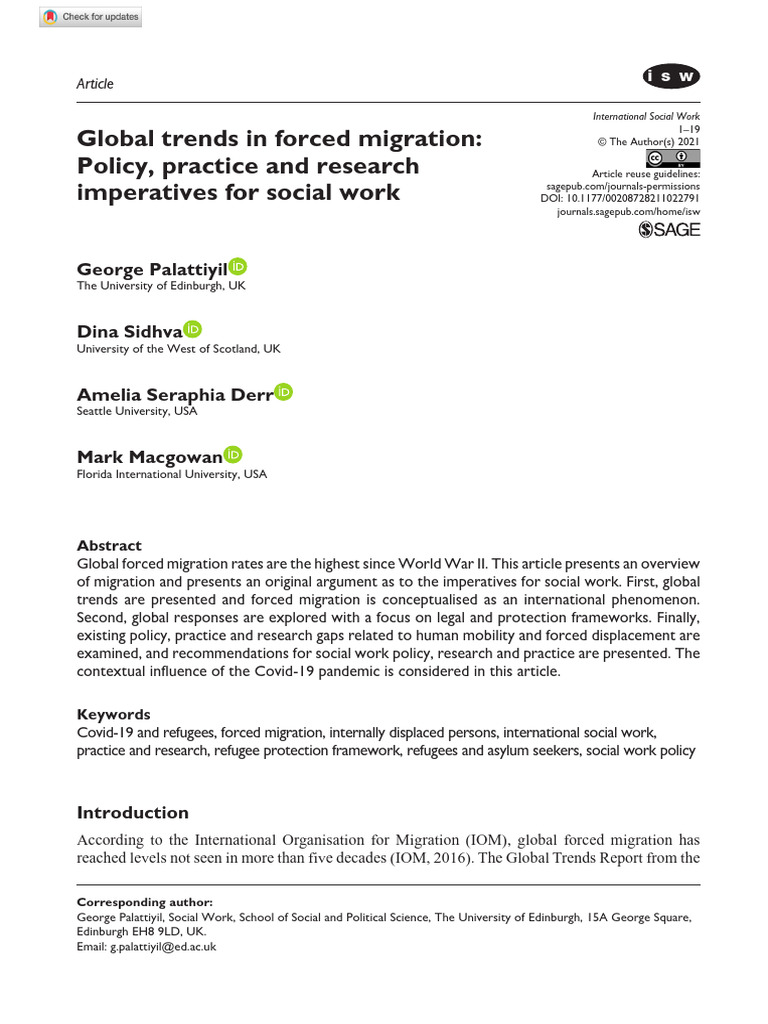Global Trends in Forced Migration: Policy, Practice and Research ...