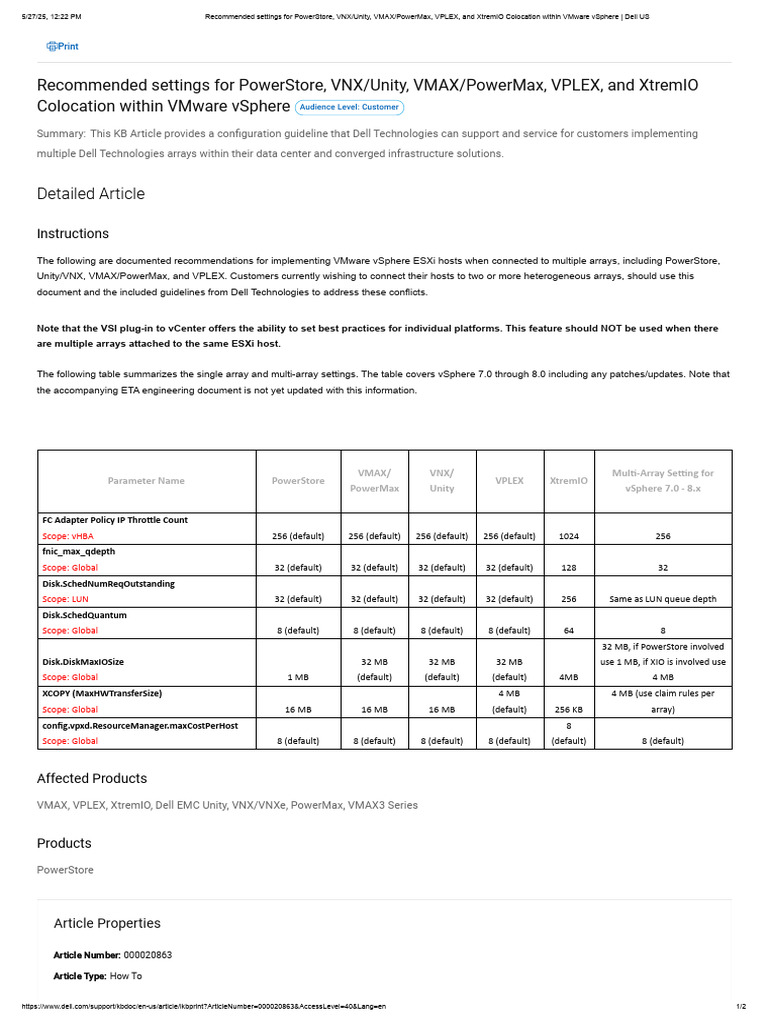 Recommended Settings For PowerStore, VNX-Unity, VMAX-PowerMax, VPLEX, and XtremIO Colocation ...