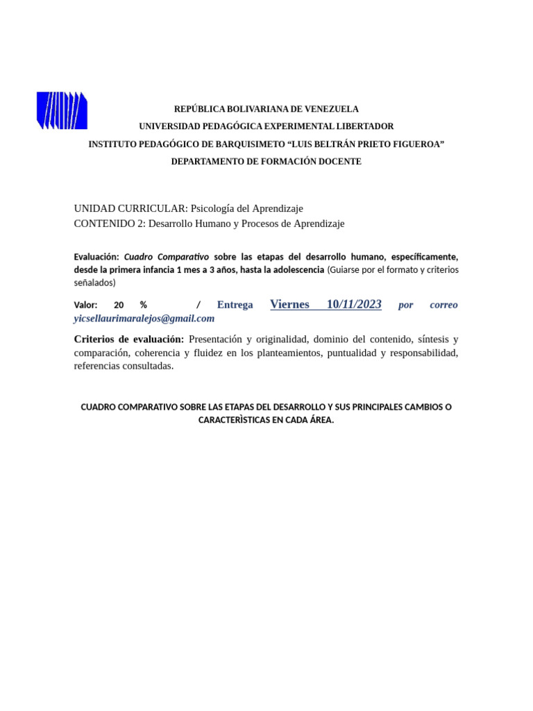 Cuadro Comparativo - Intrucciones Generales | PDF