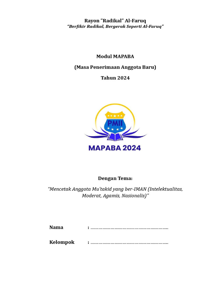 Modul MAPABA 2024 - Rayon Radikal Al-Faruq | PDF