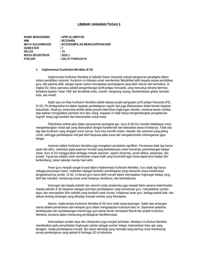 Tugas 3 Keterampilan Menulis | PDF