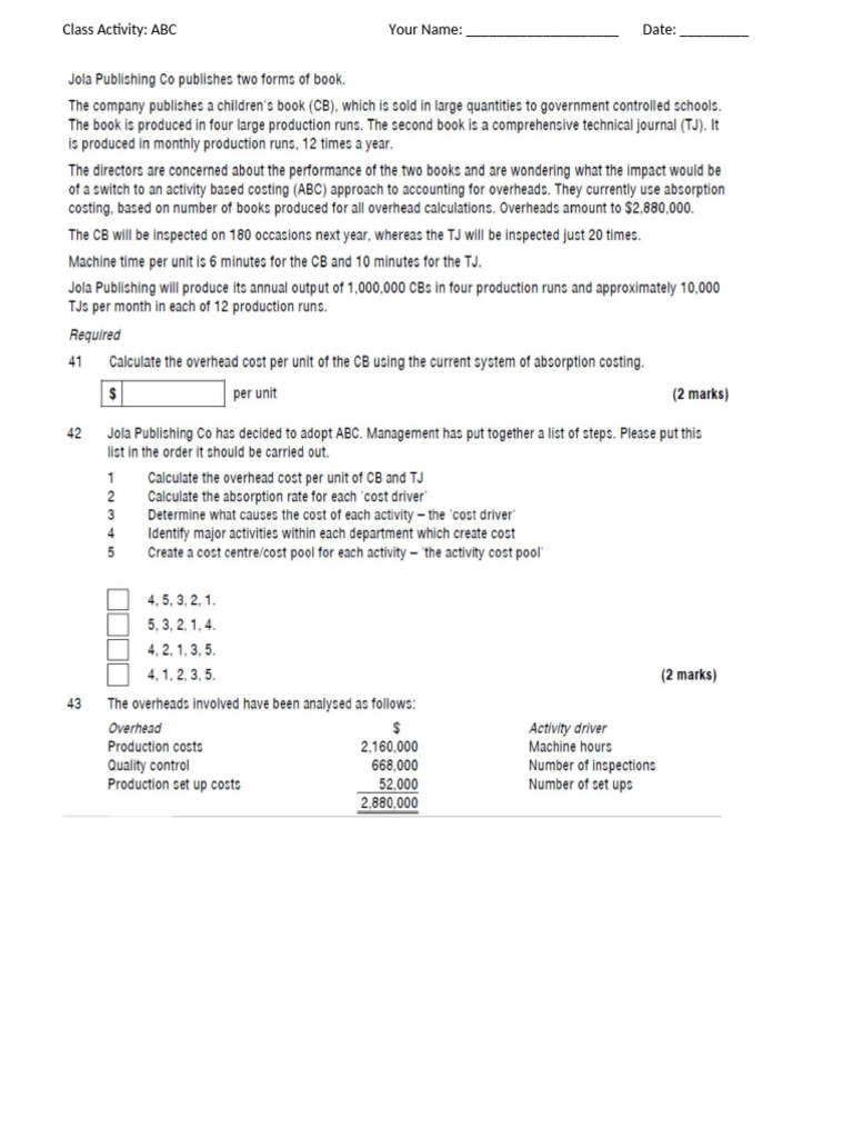 6.1 ABC Practice Questions | PDF
