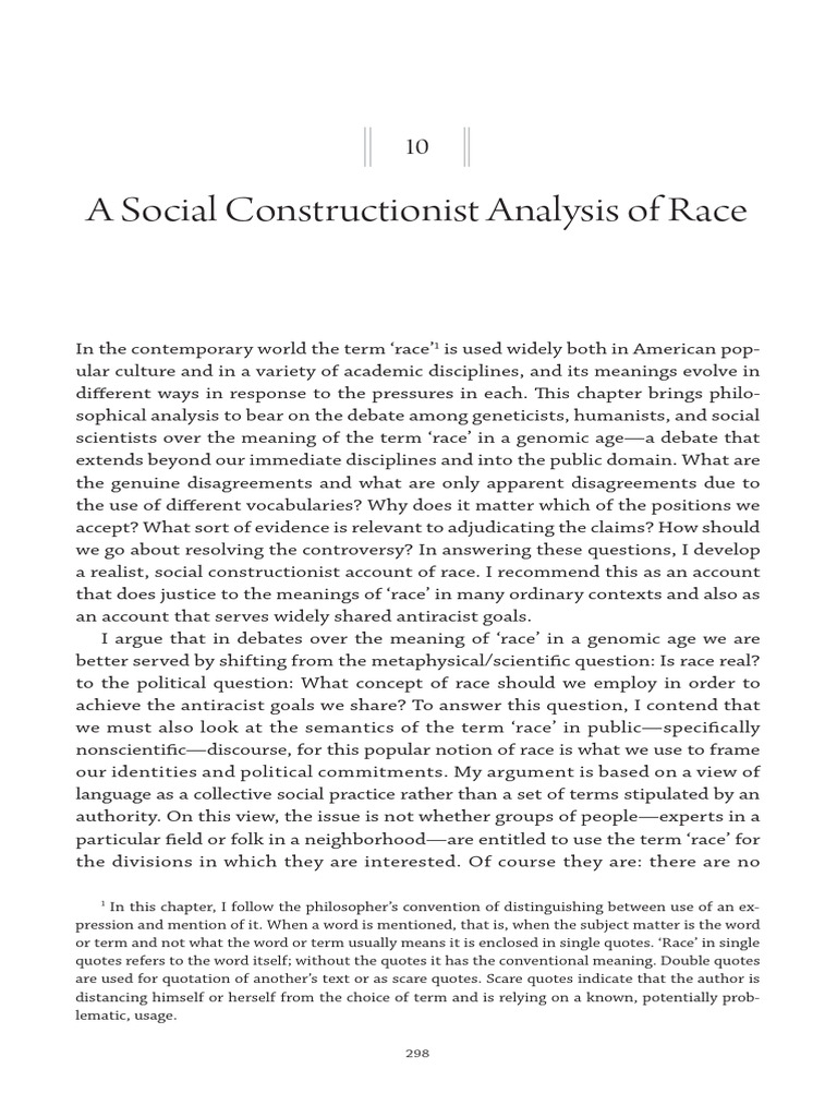 Social Constructionism and Race Analysis | PDF | Race (Human ...