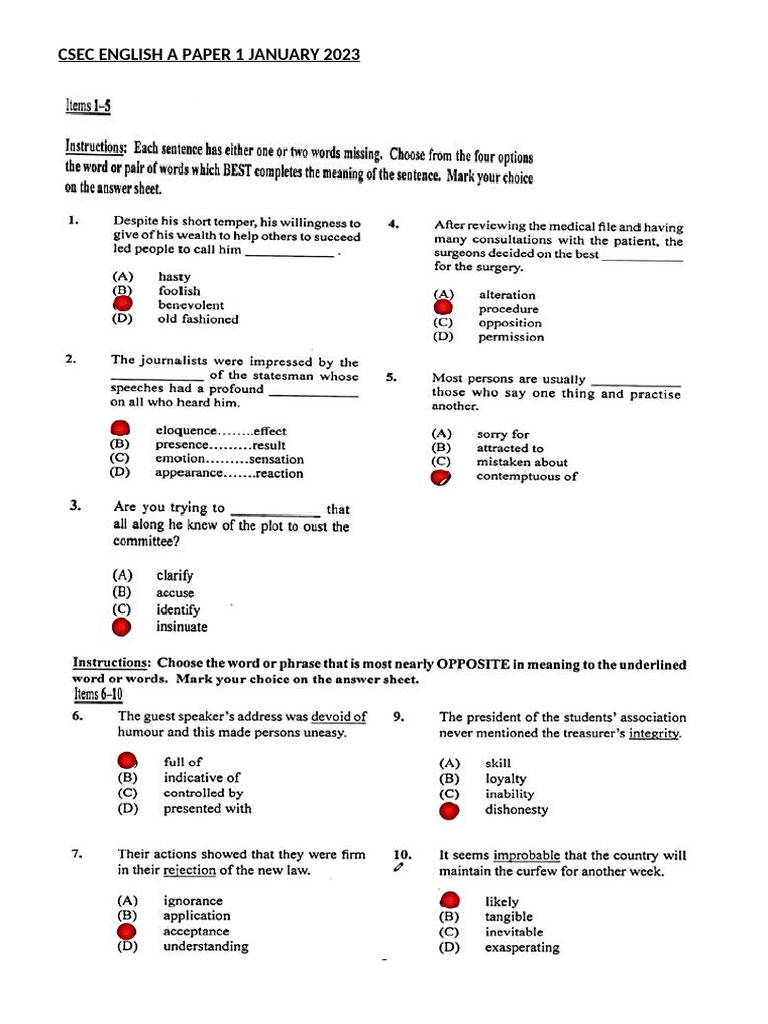 Csec English A Paper 1 January 2023 | PDF