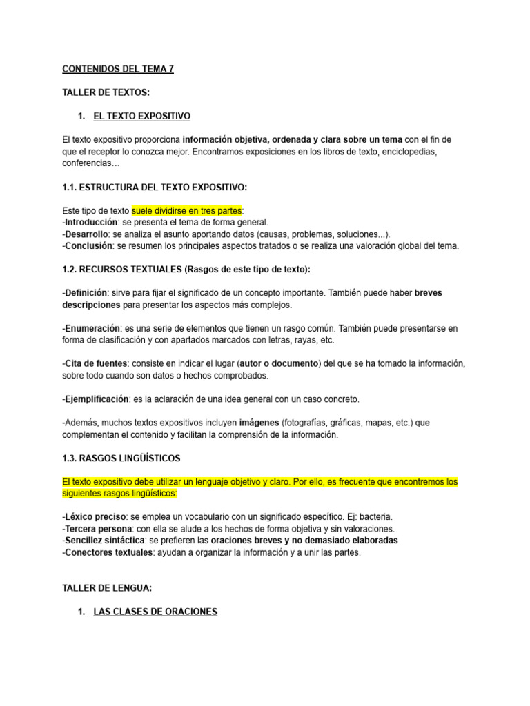 Contenidos Del Tema 7 (2 Eso) 24-25 | PDF | Verbo | Asunto (gramática)
