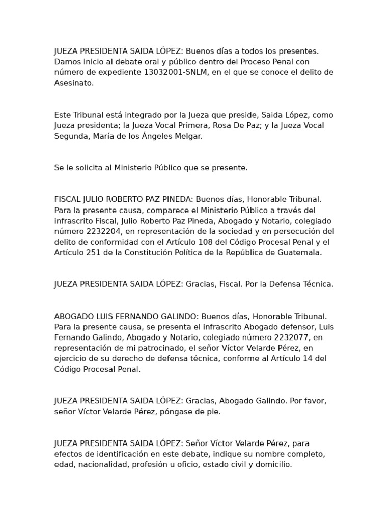 Juicio por Asesinato de Víctor Velarde Pérez | PDF | Duda razonable ...
