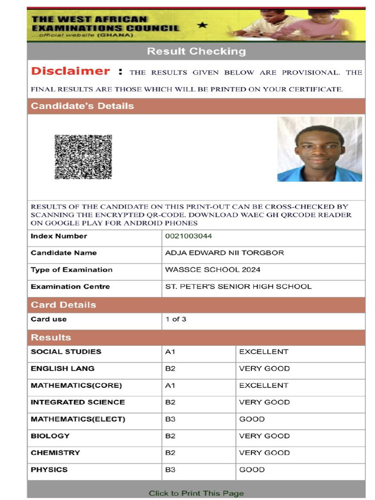 WASSCE 2024 Results Full Image | PDF