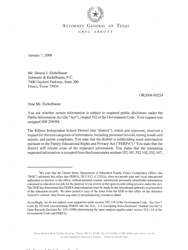 Attorney General Letter 1-7-08 Records Never Released Even by Judge ...